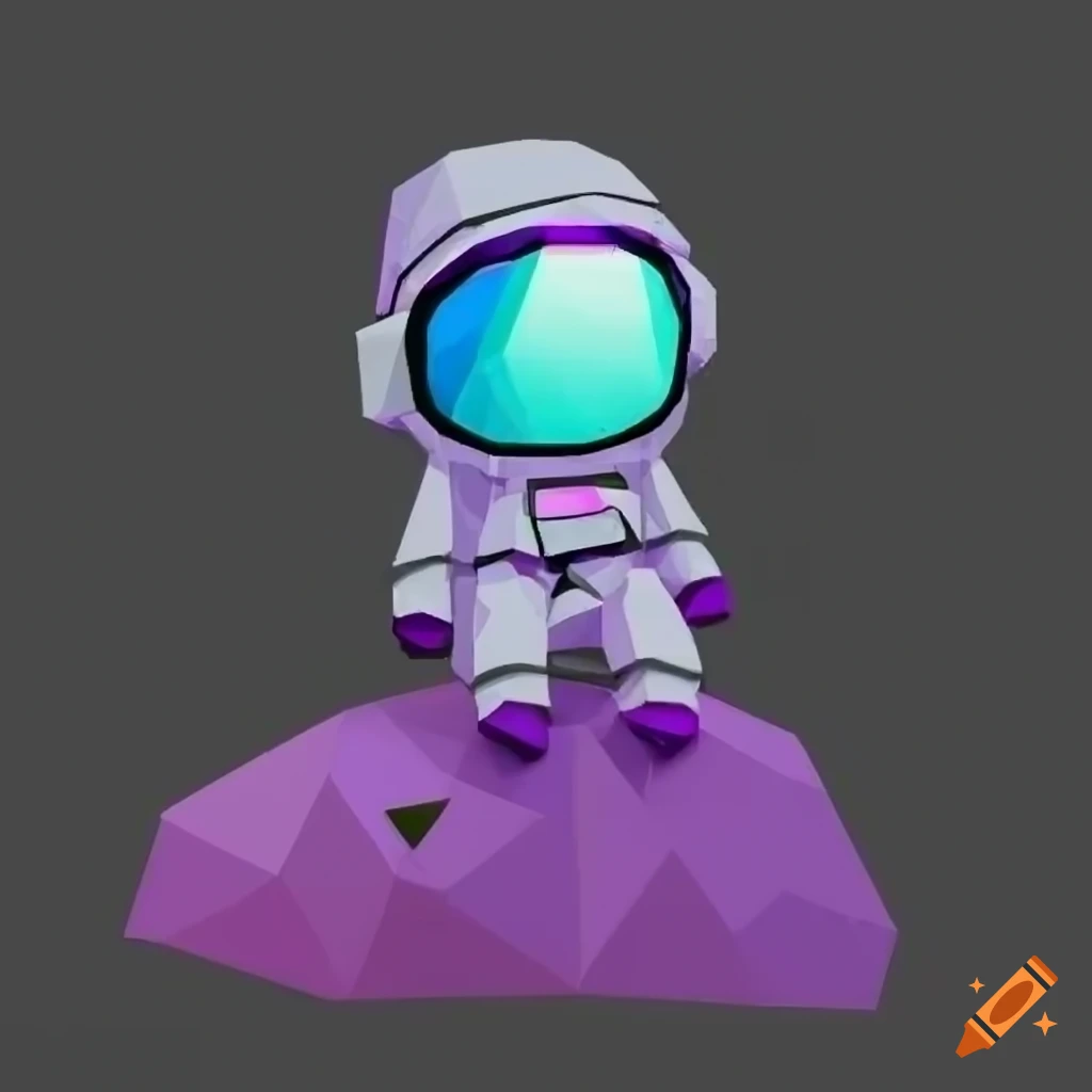 Chibi low poly astronaut sitting on a rock on Craiyon