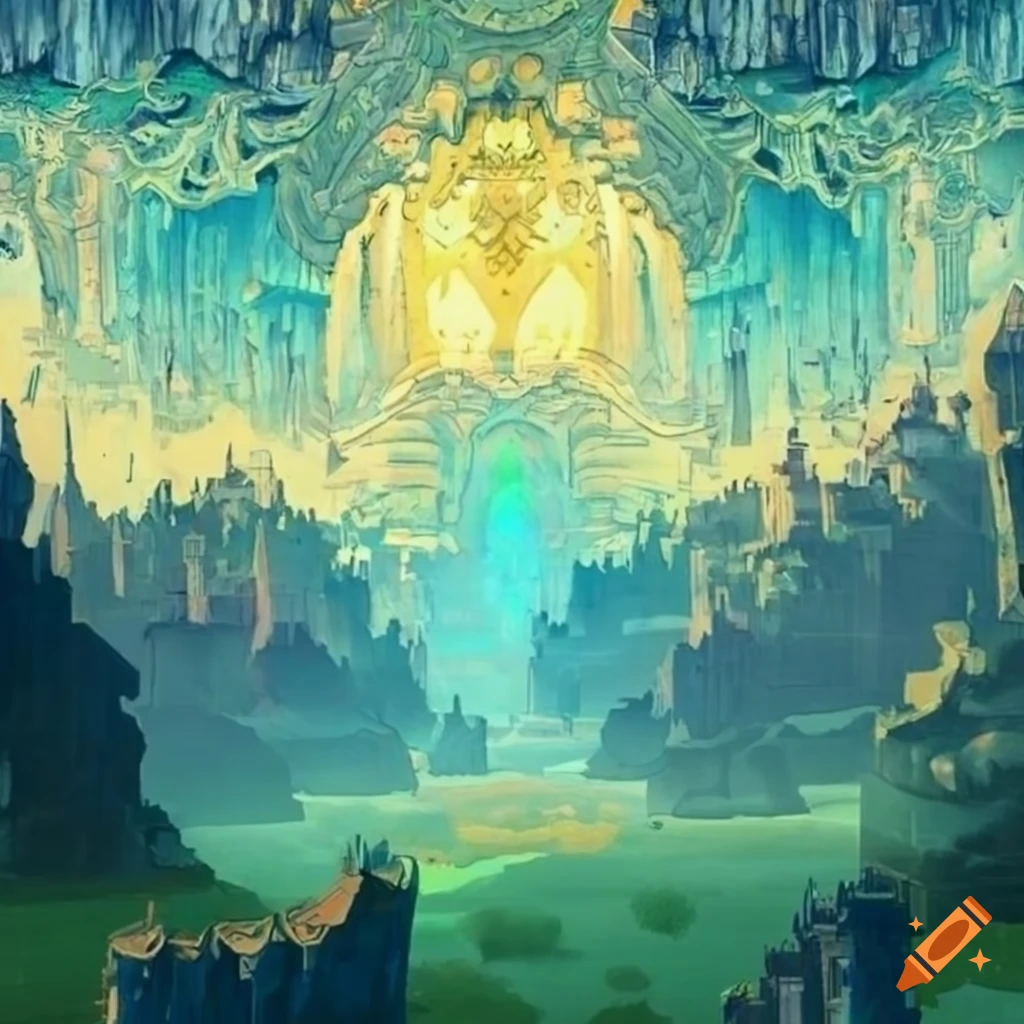 Artistic representation of a Zelda game world on Craiyon