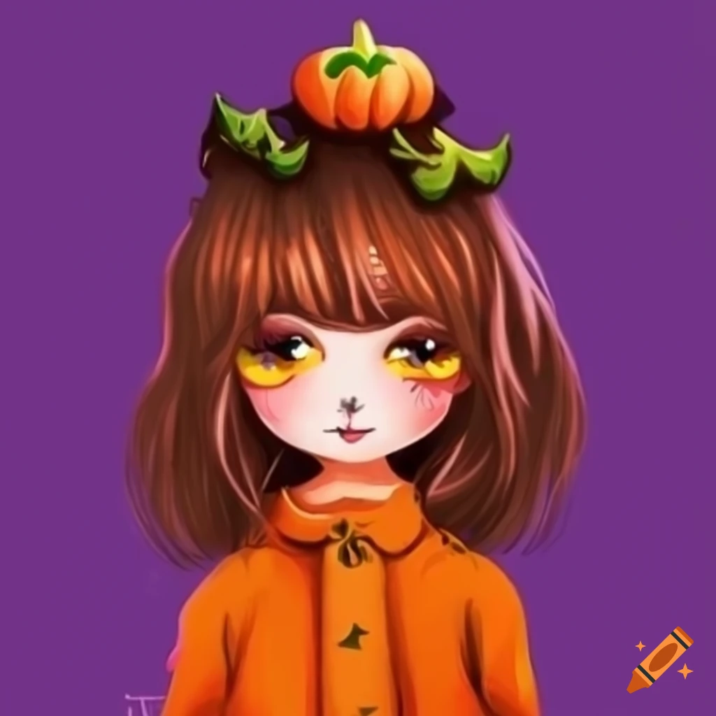 Chibi pumpkin head girl illustration on Craiyon