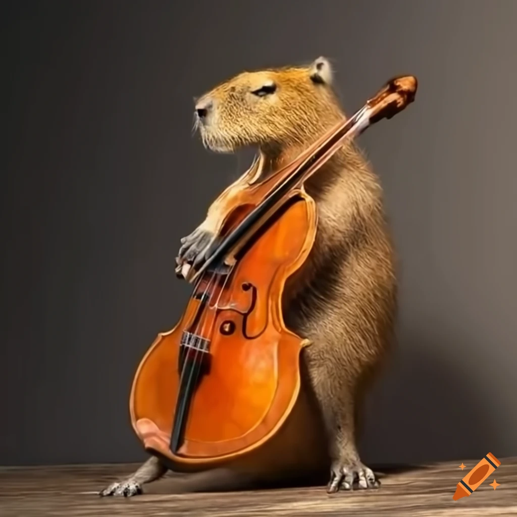 Capybara playing a cello on Craiyon