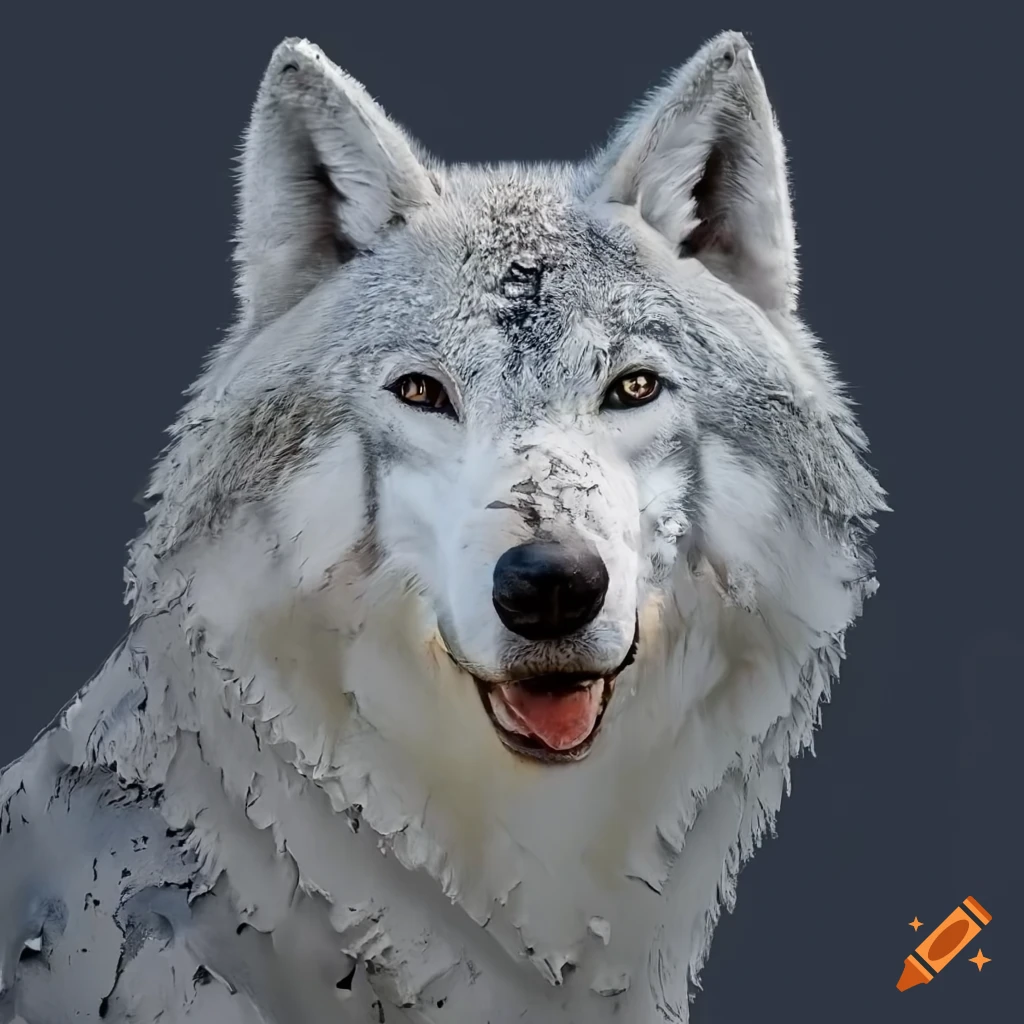 Muddy white wolf in a swamp on Craiyon