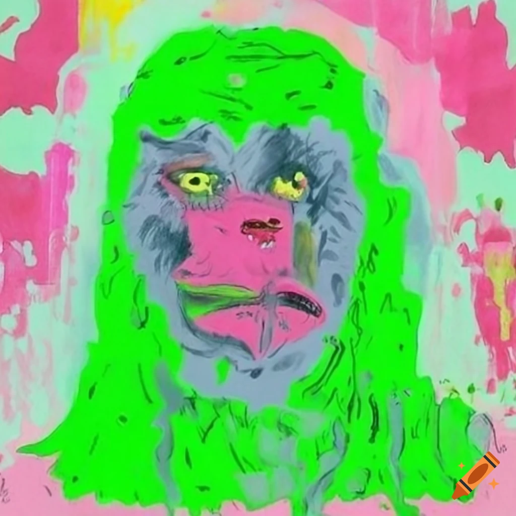 Colorful drawing of a crying werewolf in Robert Nava style on Craiyon