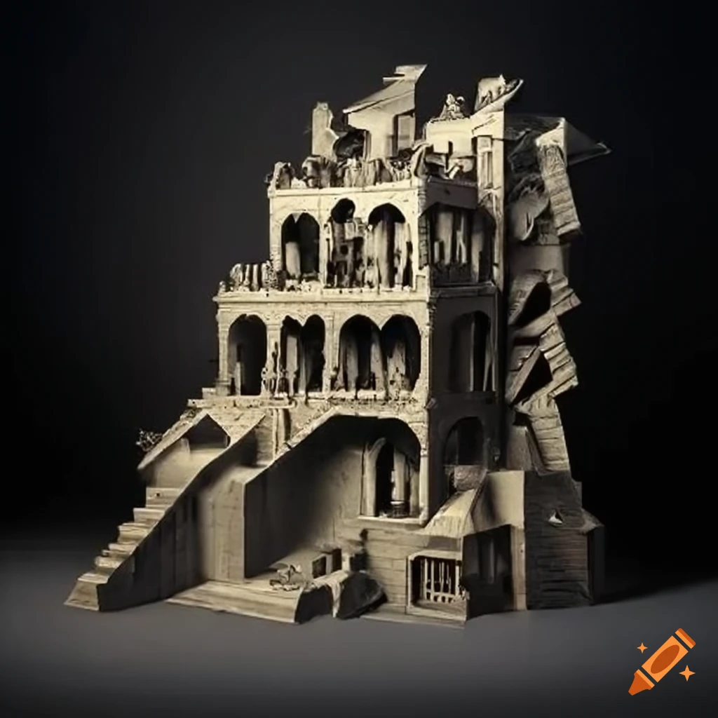 Sculptural representation of a zelda game by m.c. escher with ...