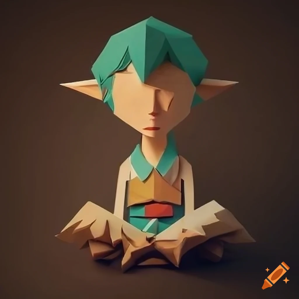 Zelda-themed minimalist paper sculpture