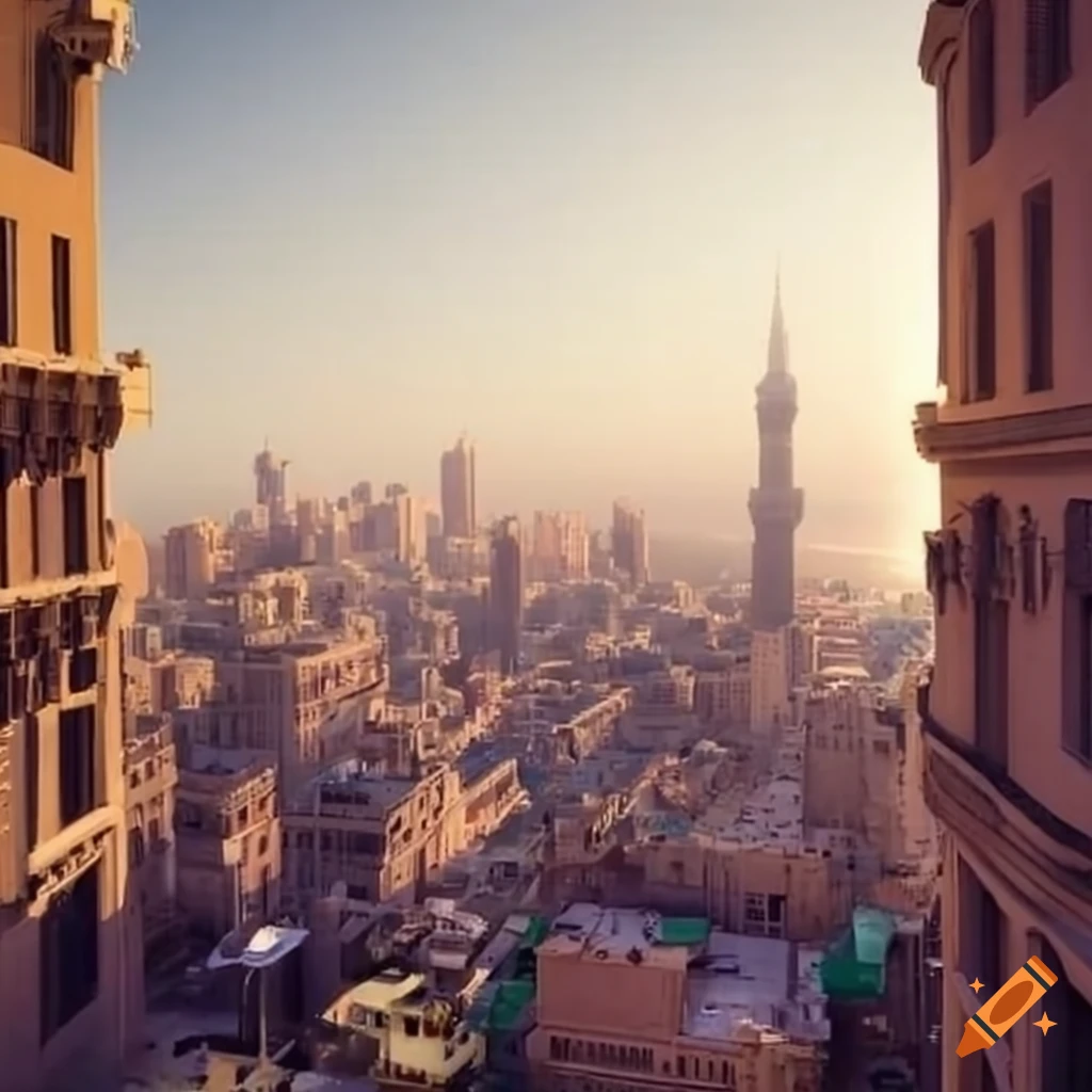 Breathtaking view of an arabian city by the ocean