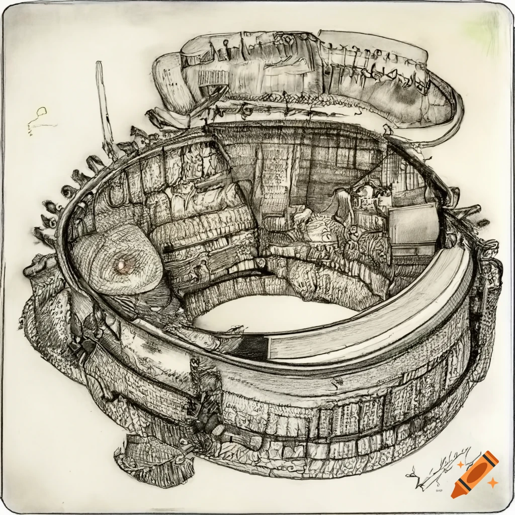 Detailed cross section illustration of a frog city on Craiyon