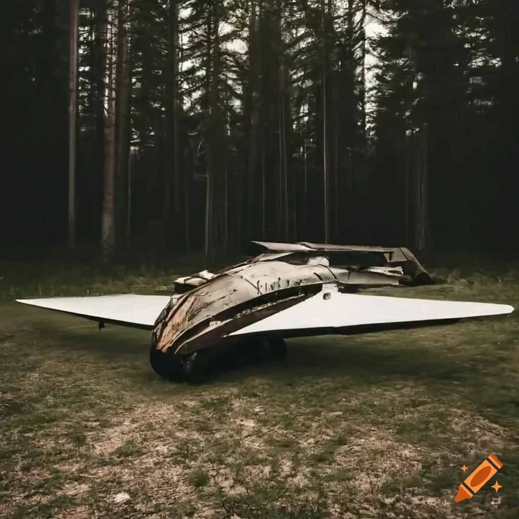 Futuristic flying vehicle over a dystopian cityscape on Craiyon