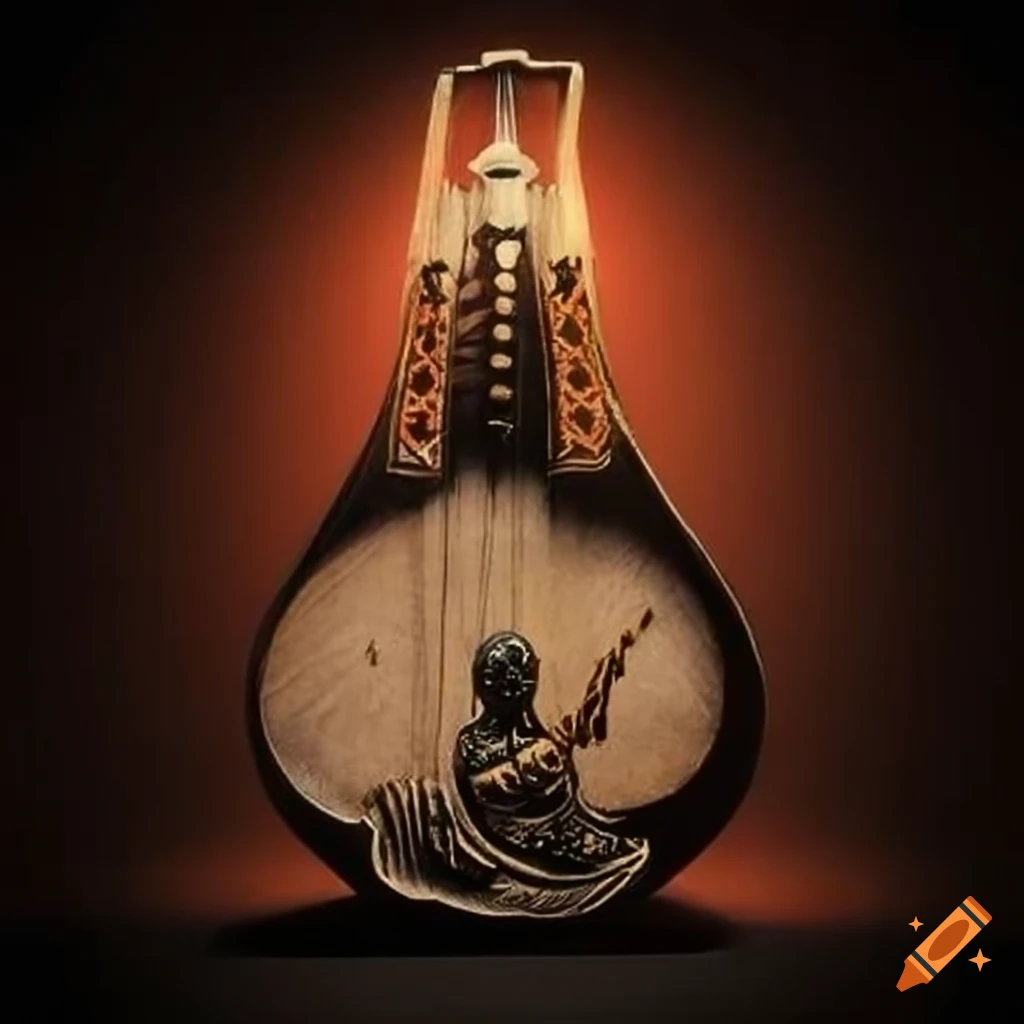 Sitar musical instrument in aesthetic setting on Craiyon