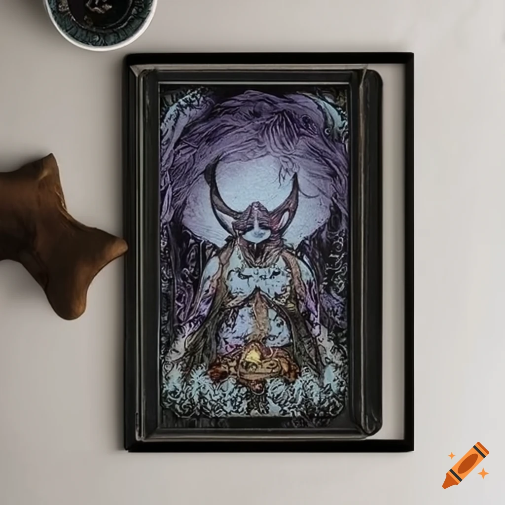 Spooky halloween tarot card with a shadowed djinn on Craiyon