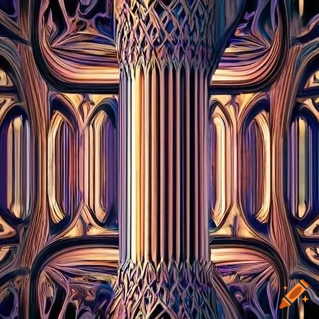 Intricate geometric abstract art inspired by gothic architecture on Craiyon
