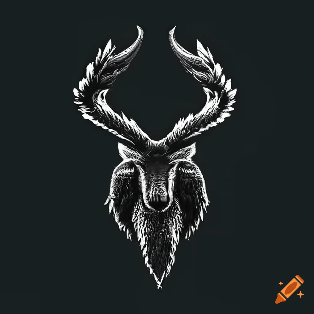 Black and white logo of a Kashmir Markhor on Craiyon