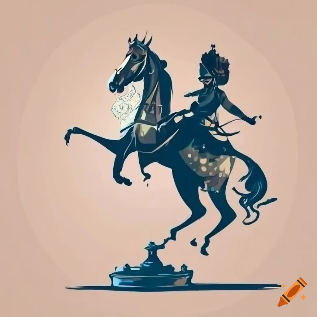 Vector drawing of a queen chess piece on a horse on Craiyon