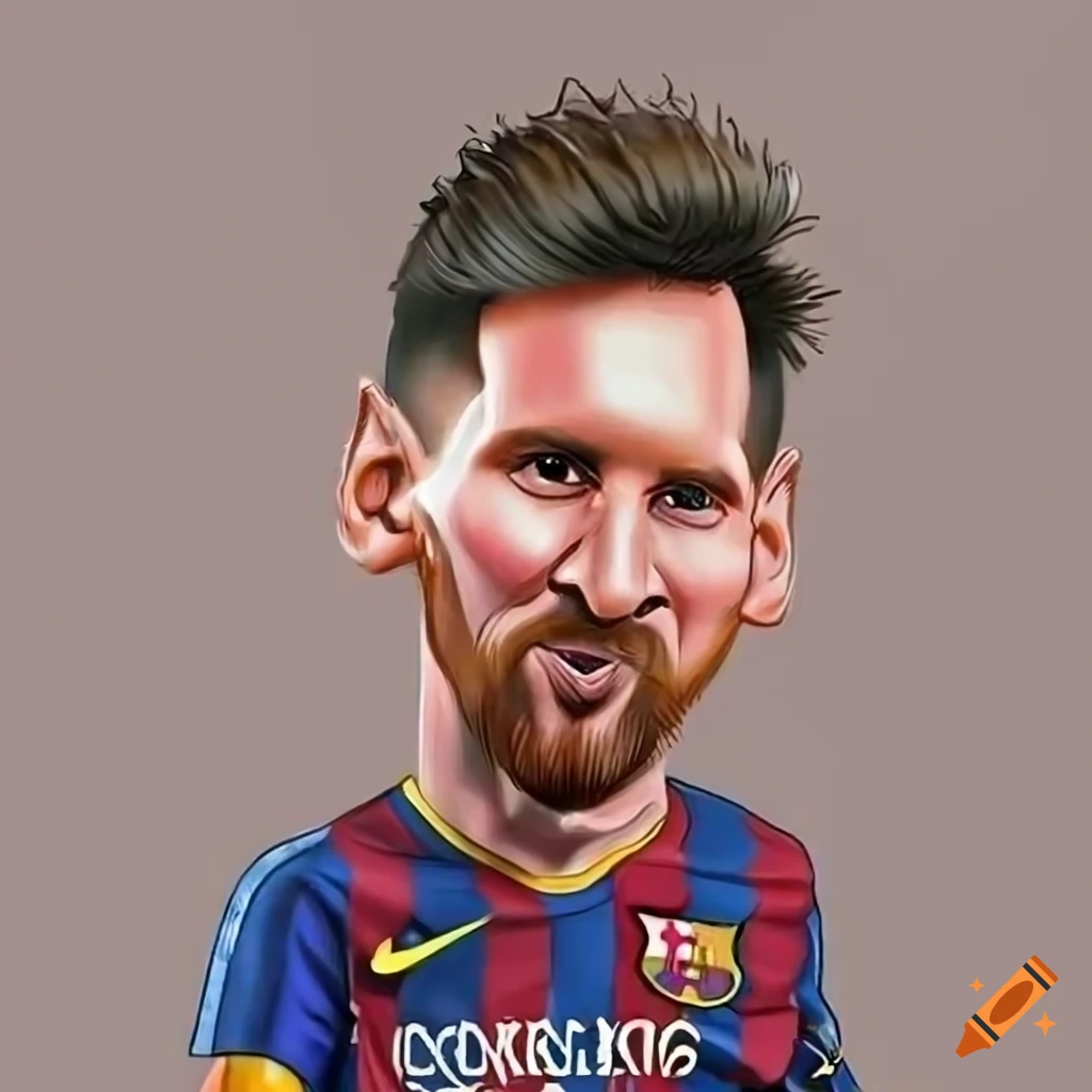 Cartoon caricature of lionel messi on Craiyon