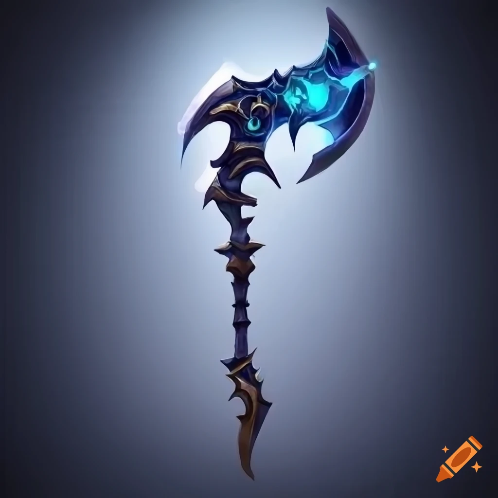 Detailed concept of a world of warcraft inspired scythe