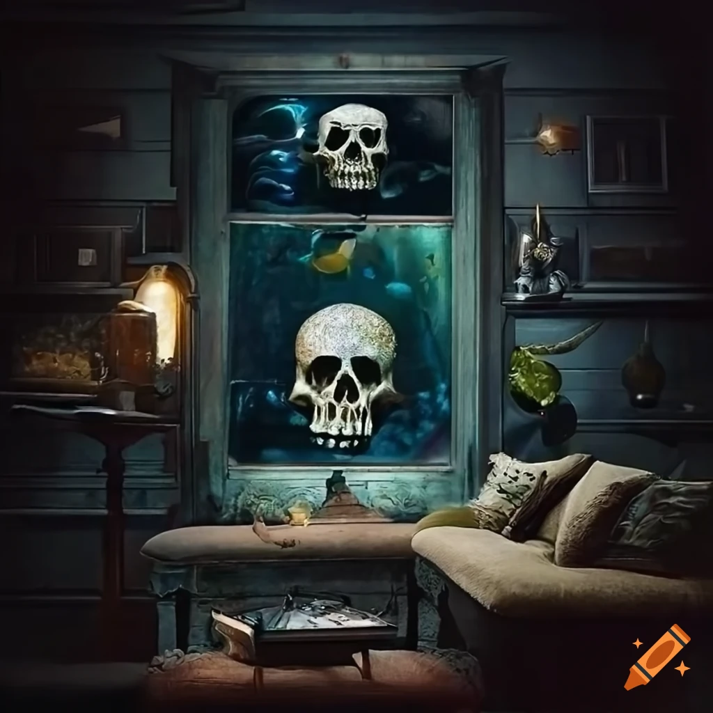 Interior of a punk-themed living room on Craiyon