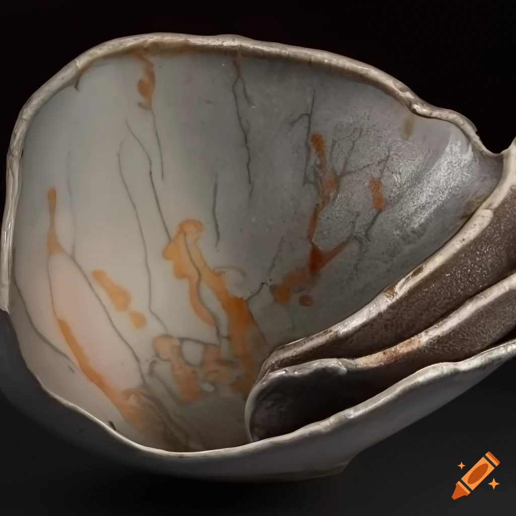 Glazed ceramic pottery with vibrant colors and textures on Craiyon