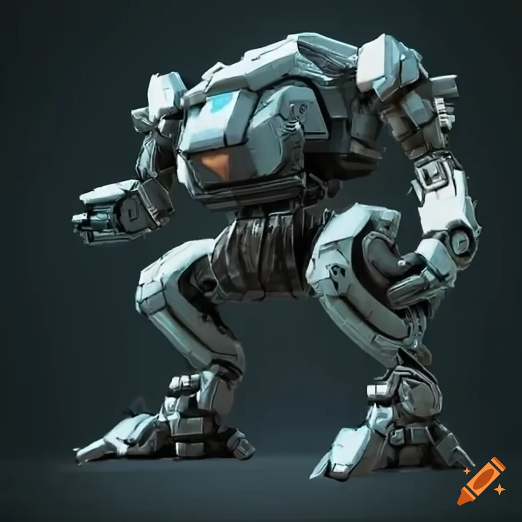 Mech with weapons in motion on Craiyon