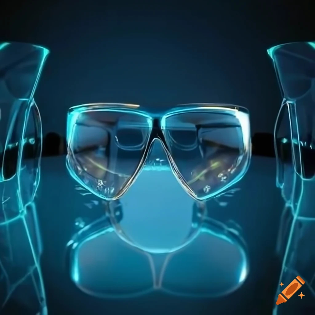 Futuristic silver AR glasses with electronic projections on Craiyon