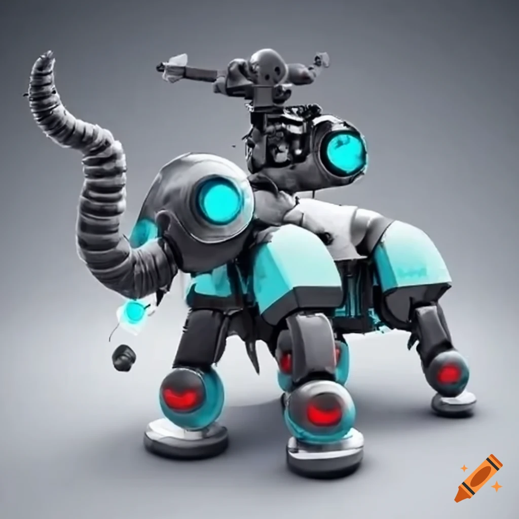 Illustration of a rocket powered elephant robot