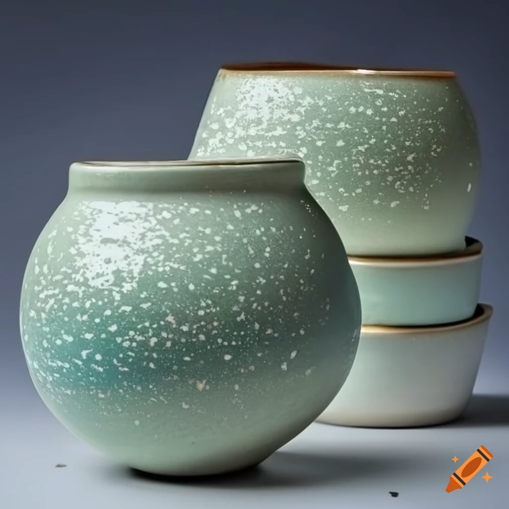 Handcrafted ceramic pottery with unique colors and patterns on Craiyon
