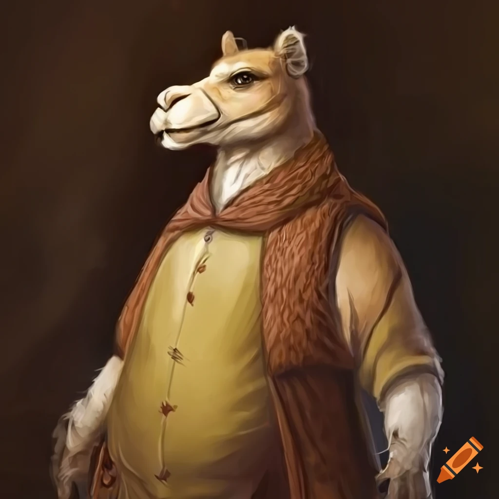 Digital art of a relaxed anthro camel smoking on Craiyon