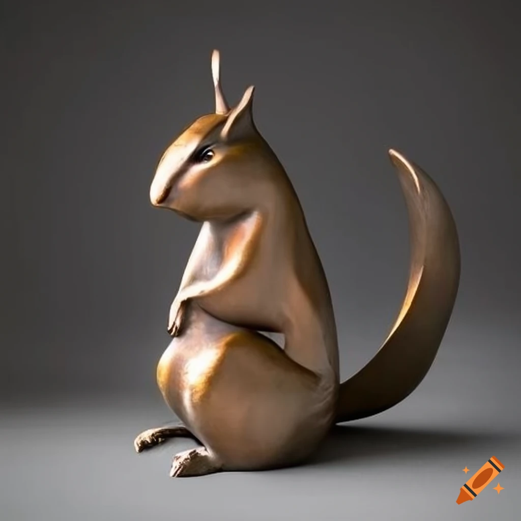 Bronze squirrel sculpture on Craiyon