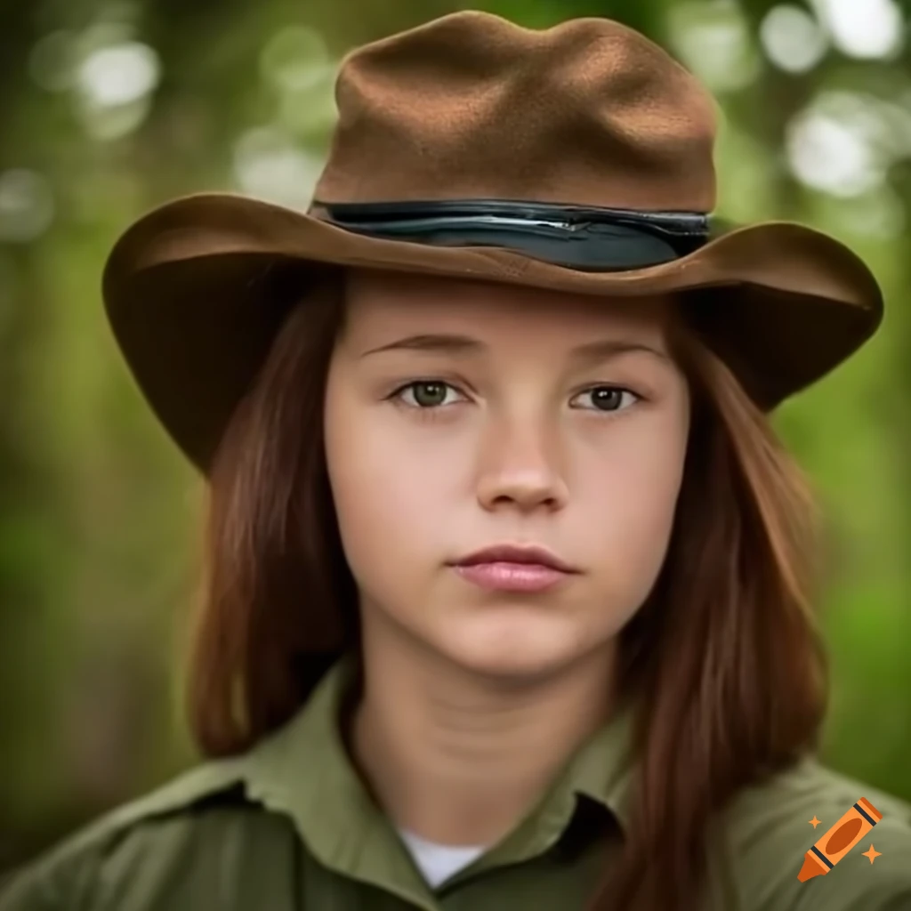 Portrait of a female park ranger with brown hair