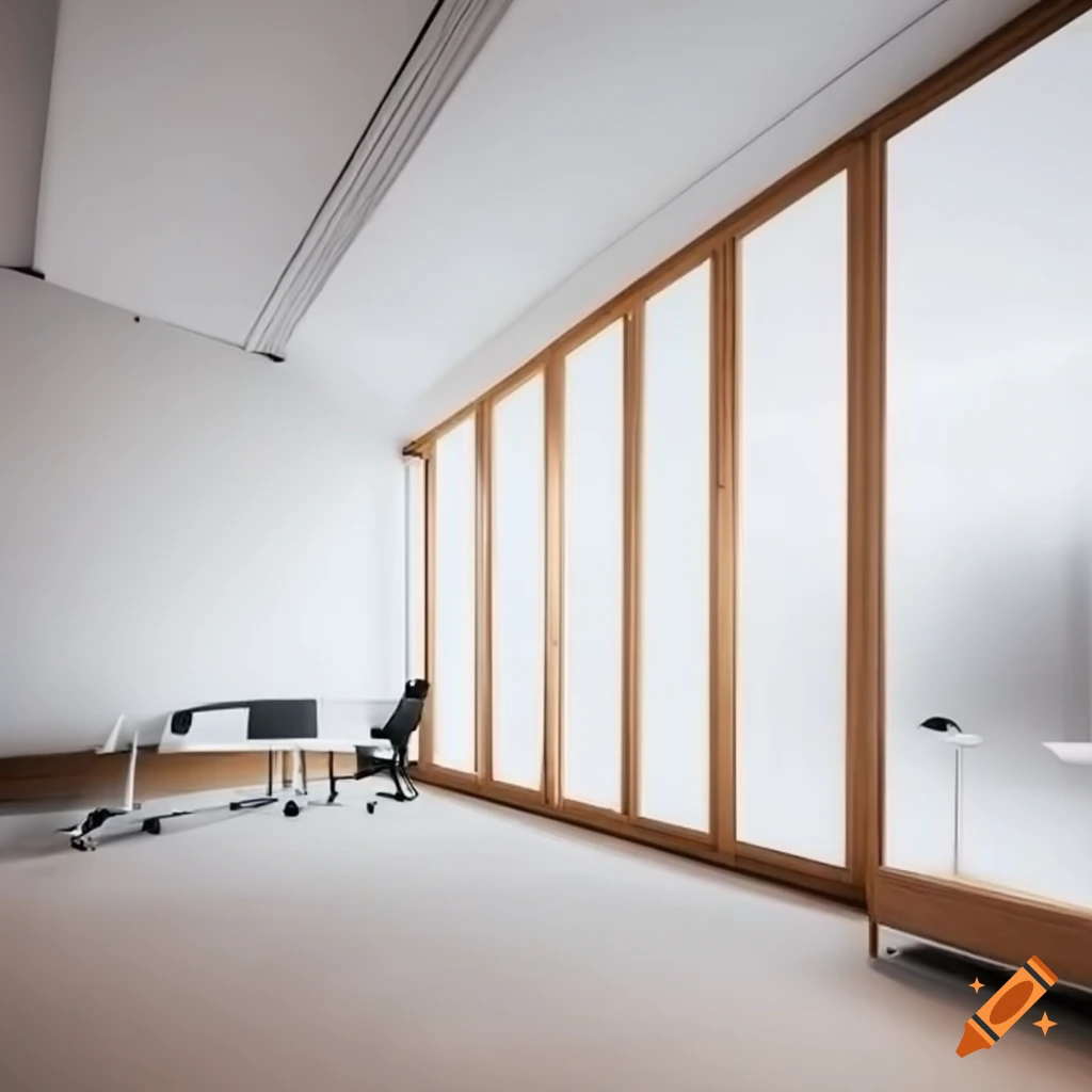 Modern virtual ground office with floor-to-ceiling window on Craiyon