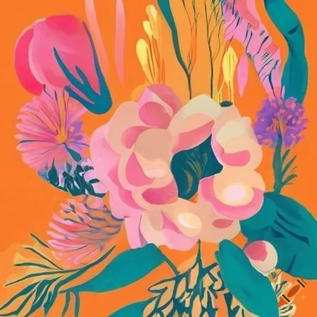 Boho botanical floral art inspired by Henri Matisse on Craiyon