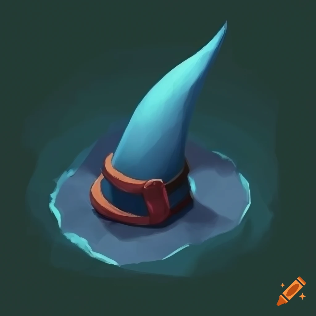 Painting of a witch's hat in an rpg isometric style