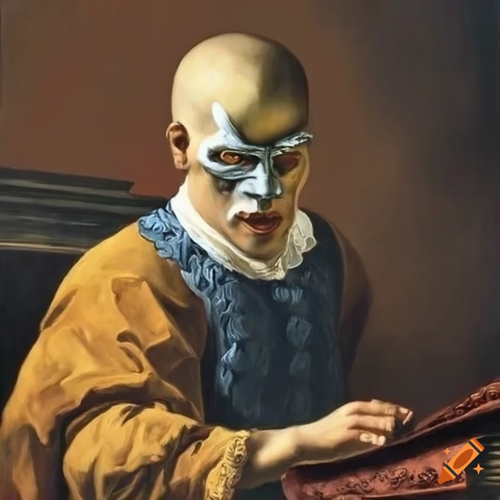 Johannes vermeer painting of lon chaney's phantom on Craiyon