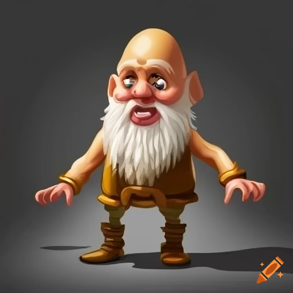 Cartoon dwarf running scared with a hammer on Craiyon