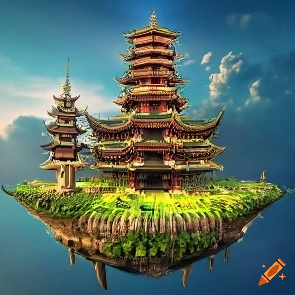 Asian-style futuristic building design on Craiyon