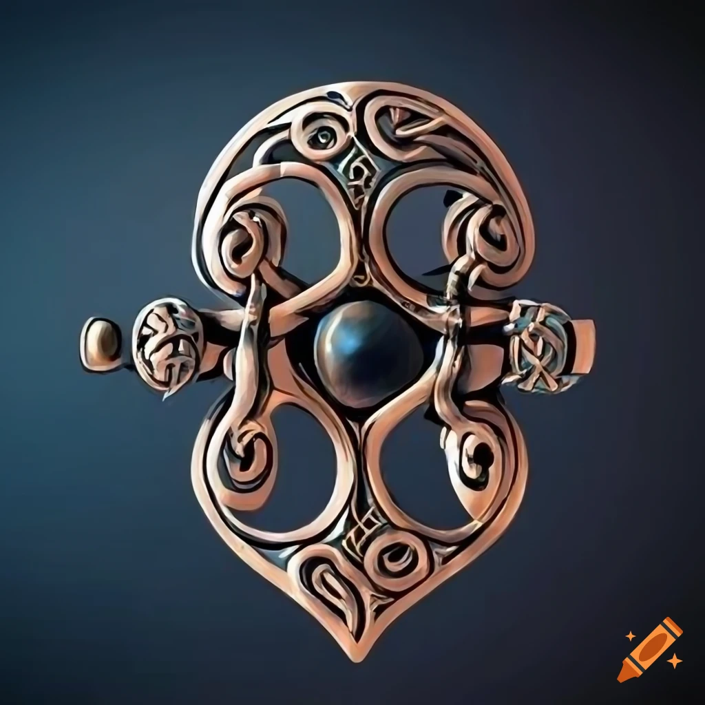 Detailed illustration of a celtic fibula on Craiyon