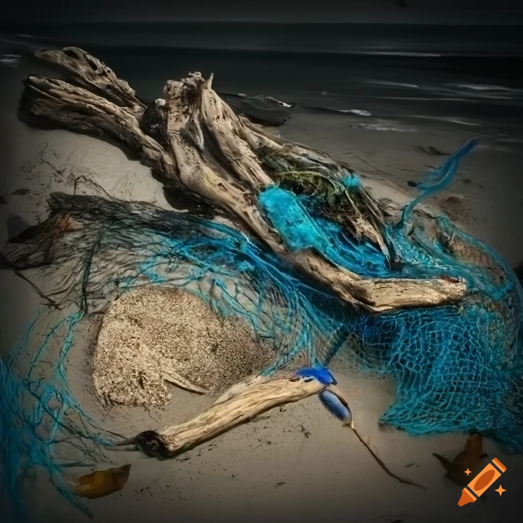 Sculpted still life artwork on a beach on Craiyon