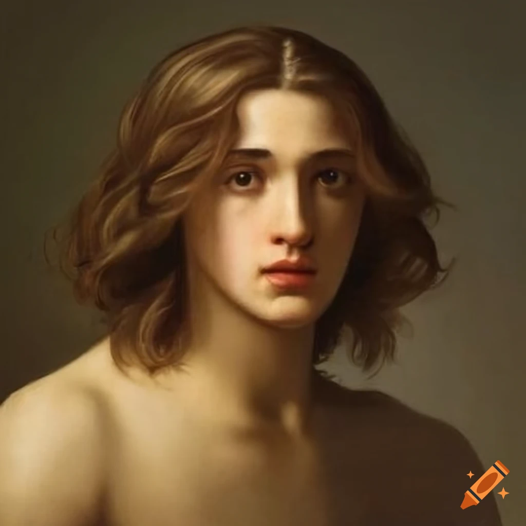 Portrait Of A Young Man With Long Hair In Pre Raphaelite Style On Craiyon