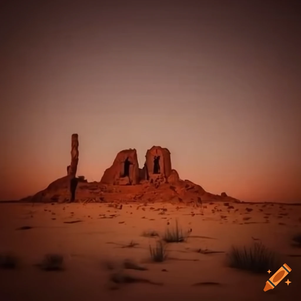 Rustic post-apocalyptic desert scene on Craiyon