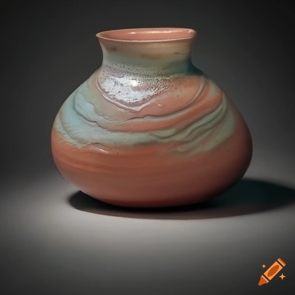 Ceramic pottery with vibrant colors and unique glaze on Craiyon