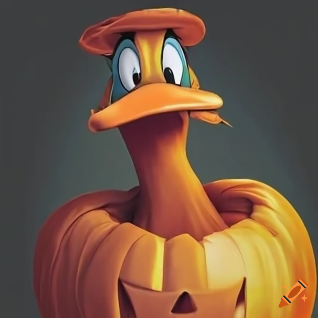 Cartoon duck wearing halloween costume on Craiyon