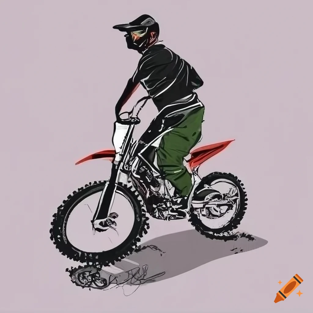 Illustration of a person on a dirt bike on Craiyon