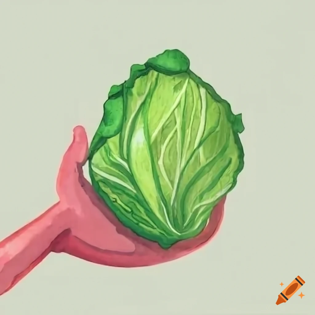 3d cartoon hand holding a cabbage on Craiyon