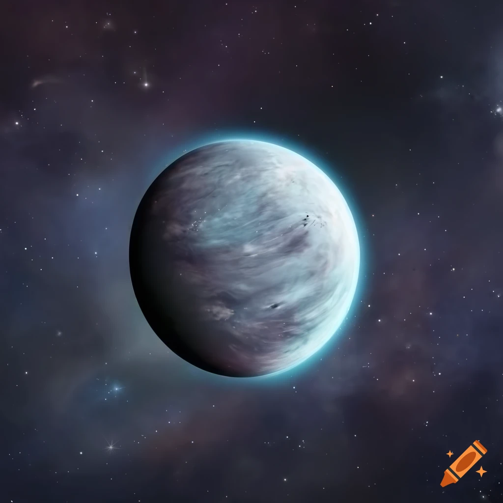 Planet with sun rays traveling through atmosphere in space with star background on Craiyon