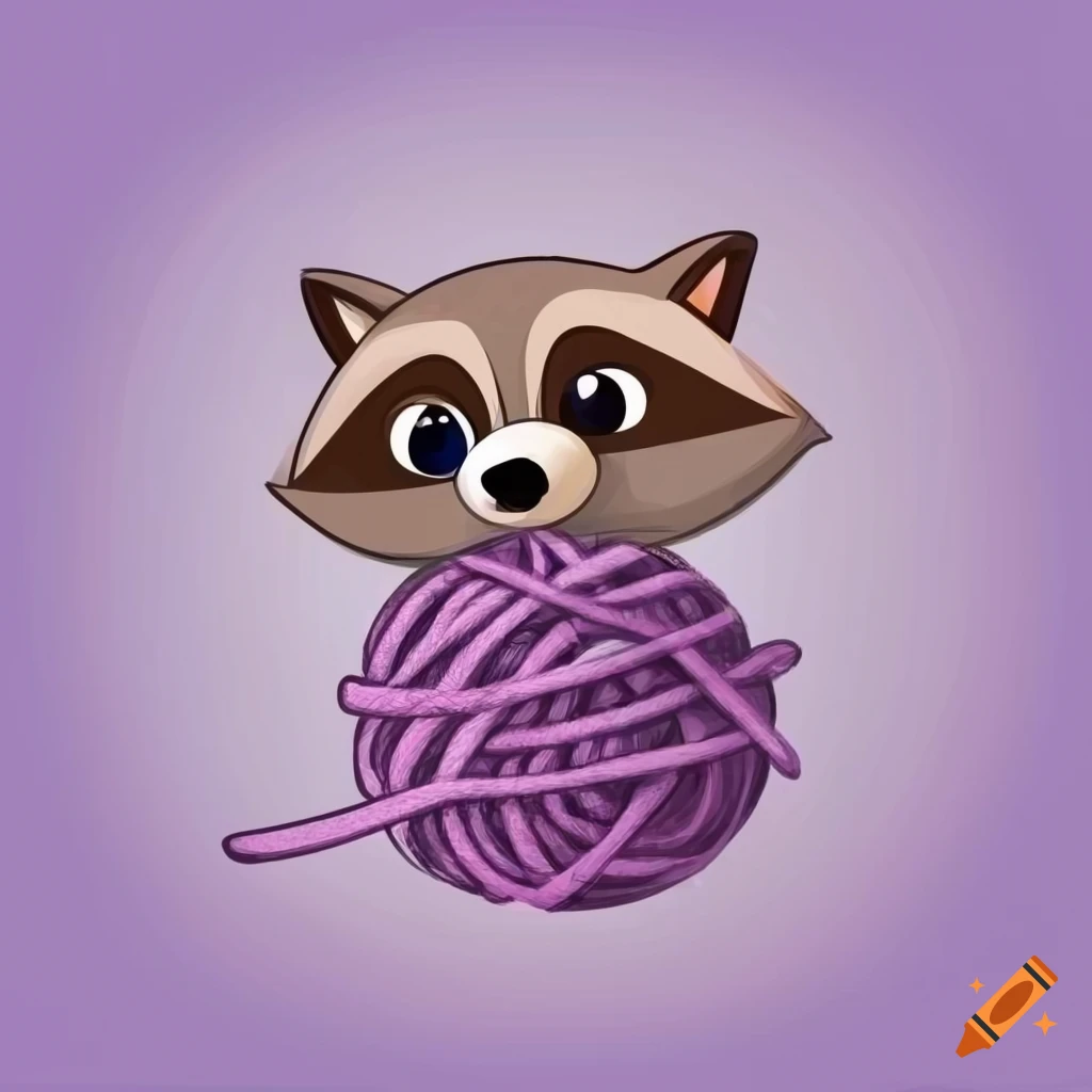 Logo of a cute raccoon tangled in yarn on Craiyon
