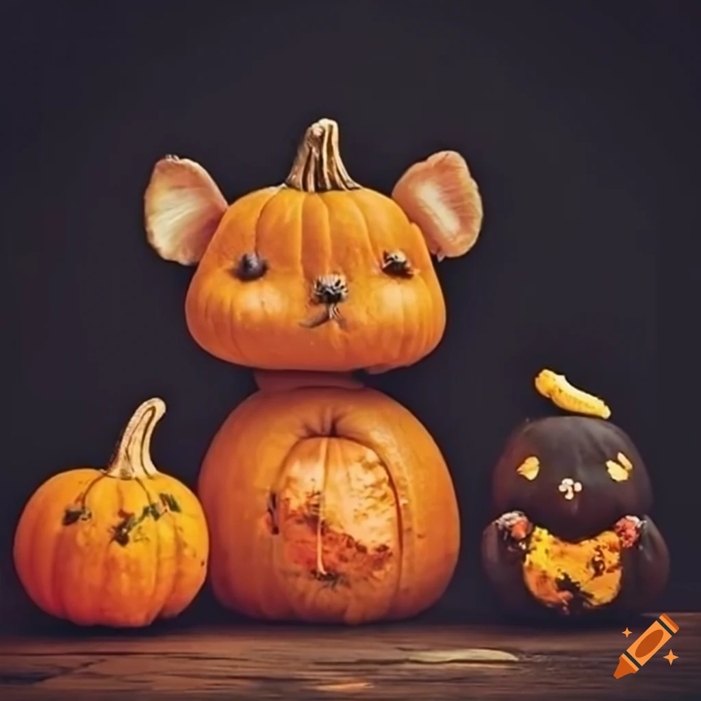 Animals surrounded by pumpkins
