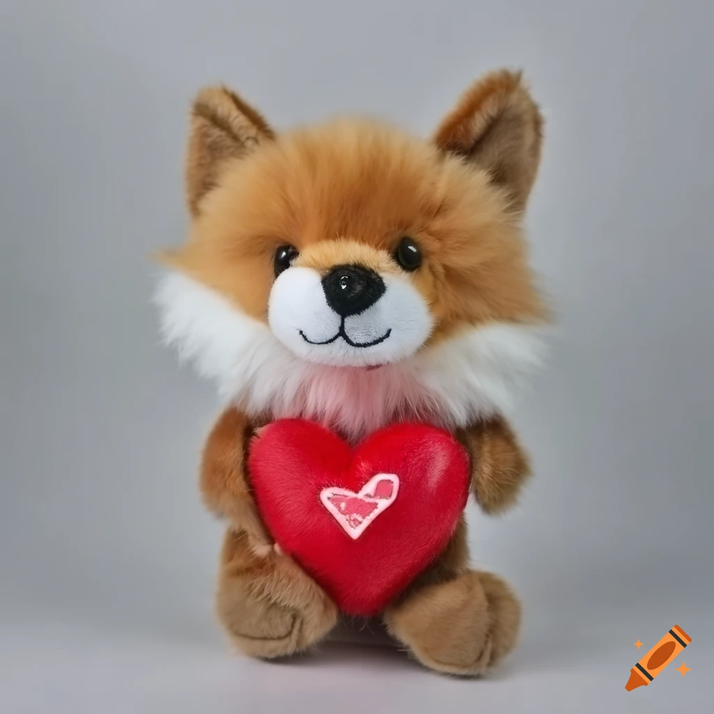 Stuffed fox with heart decoration