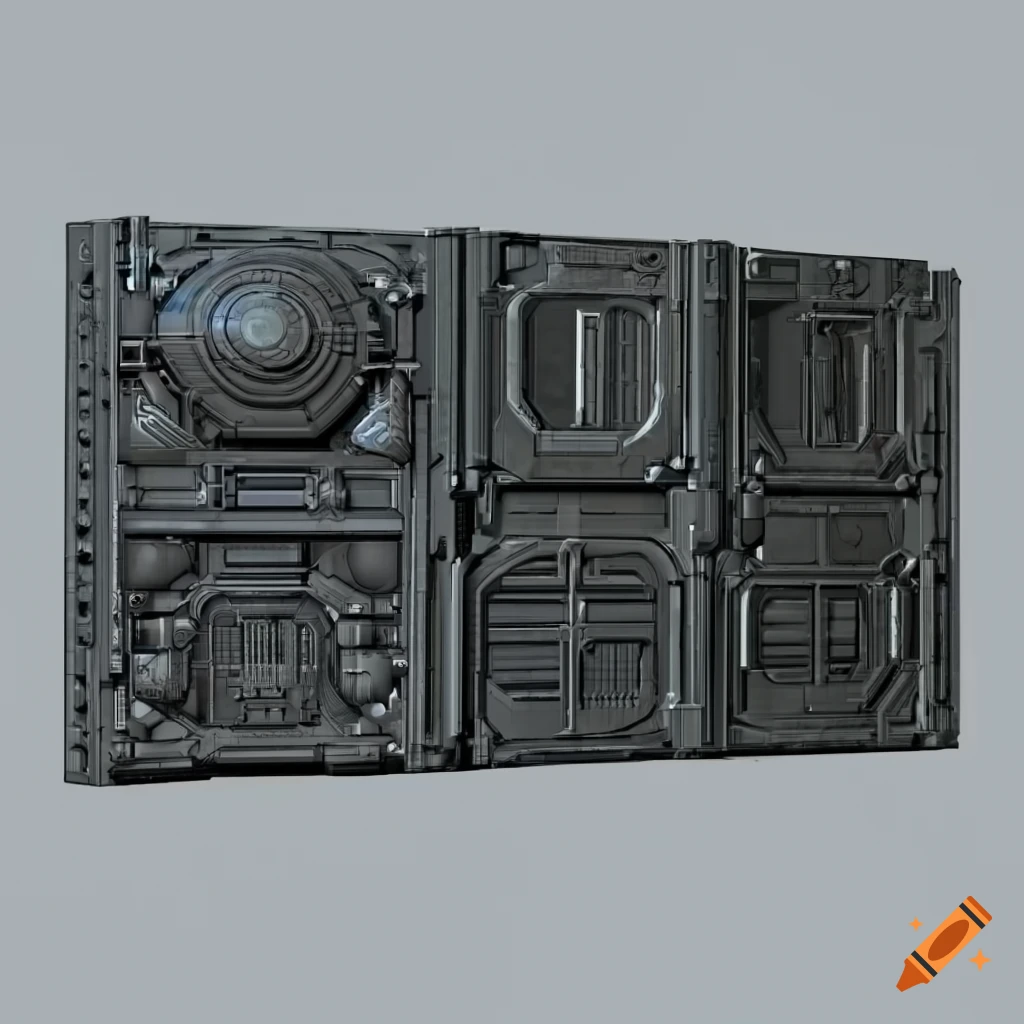 Sci-fi panel details for 3d modeling trimsheets on Craiyon