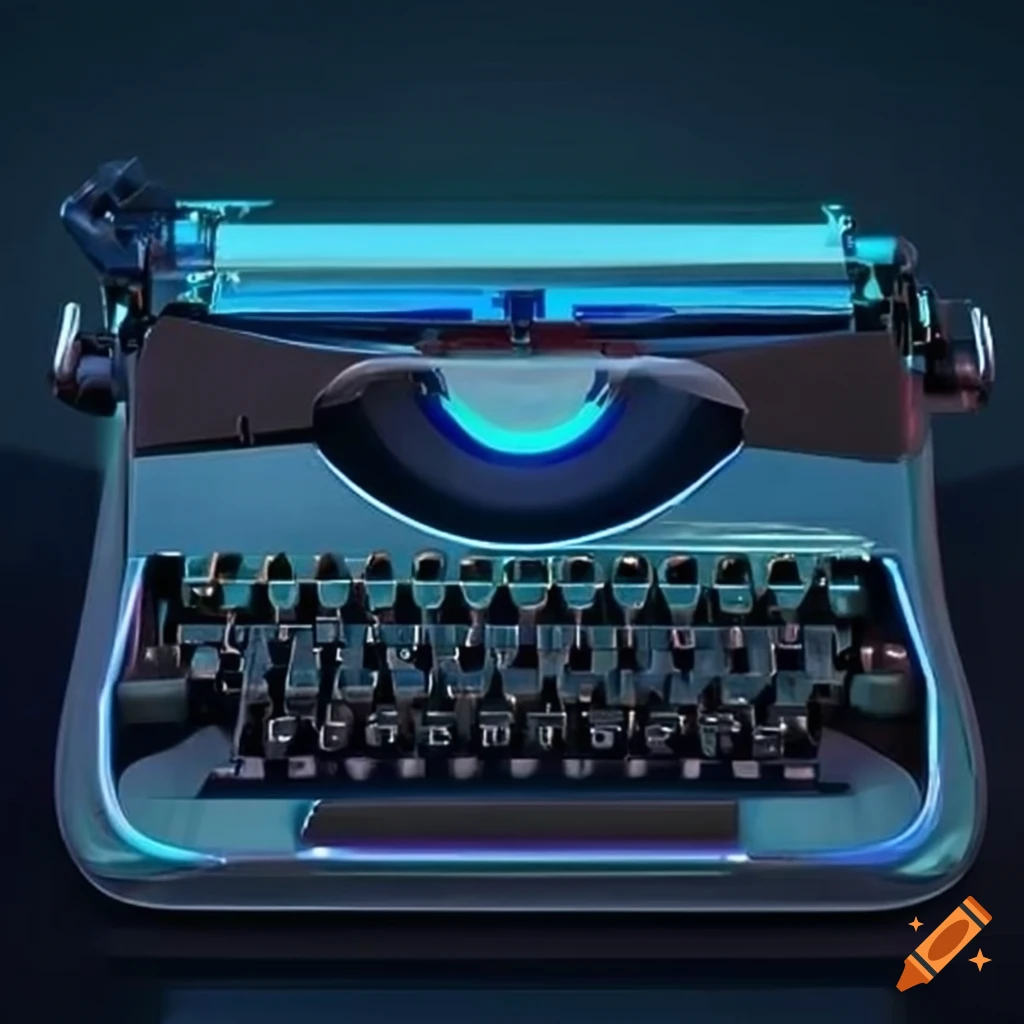 Sleek futuristic typewriter with transparent keys on Craiyon