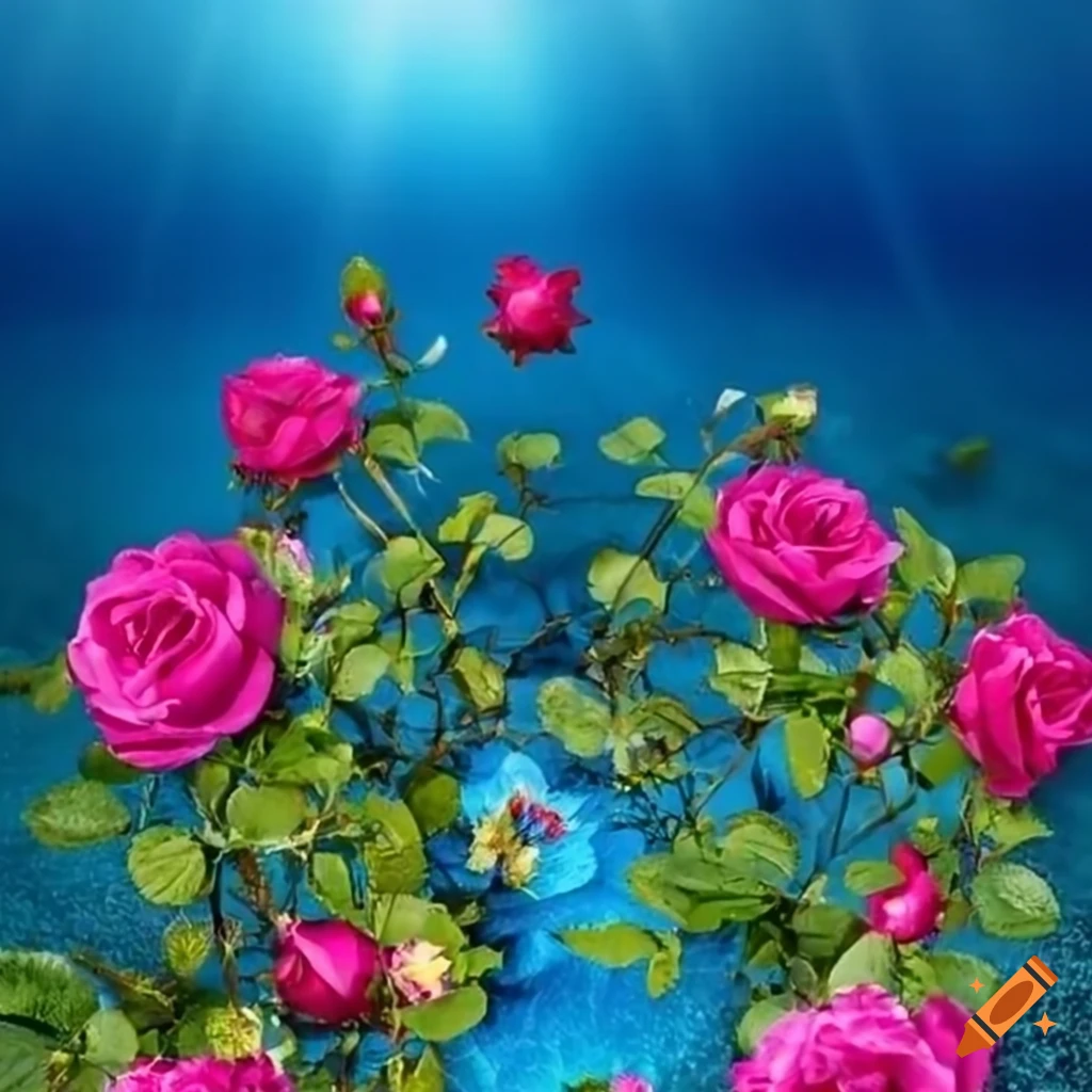 Image of roses growing underwater