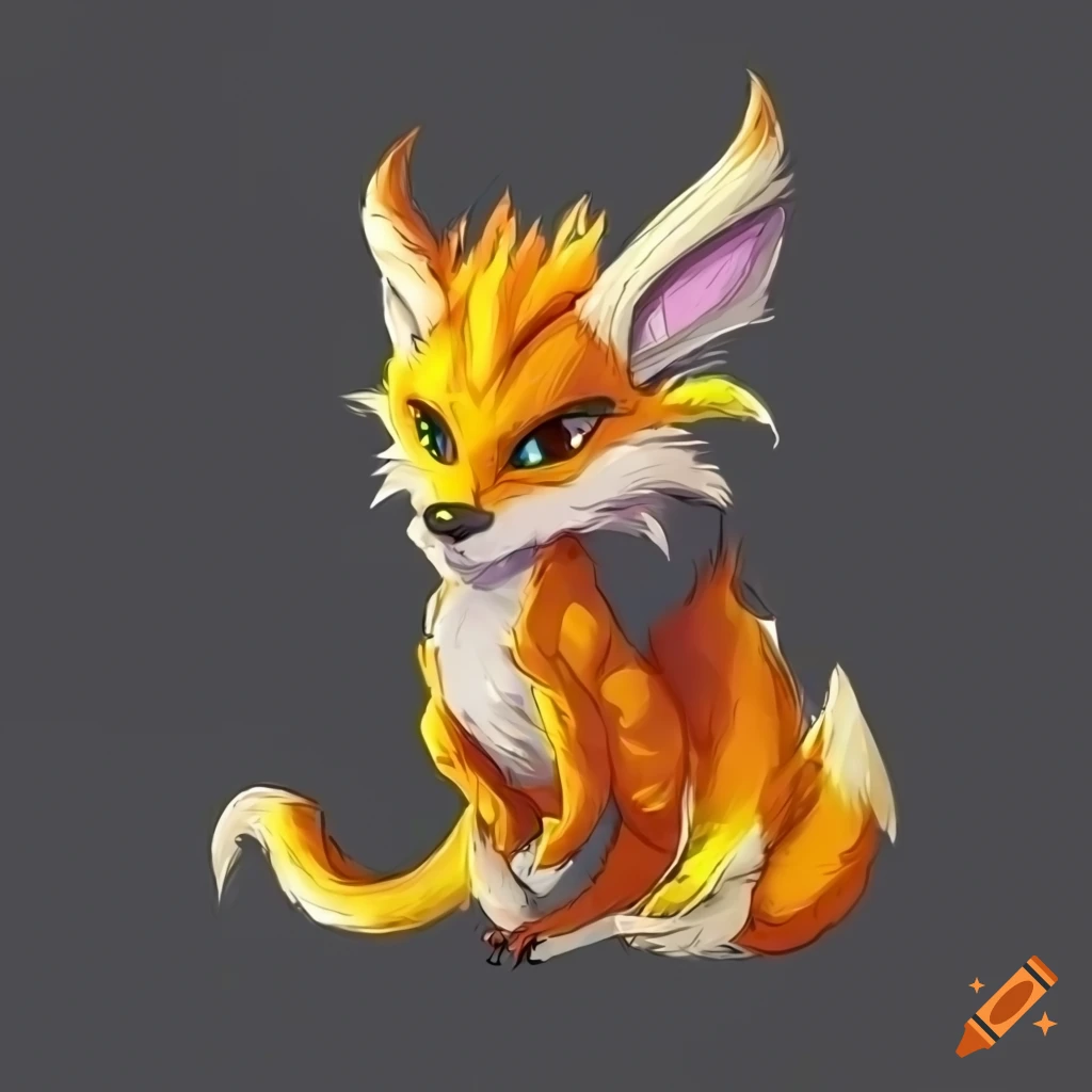 Image of a small yellow fox dragon on Craiyon