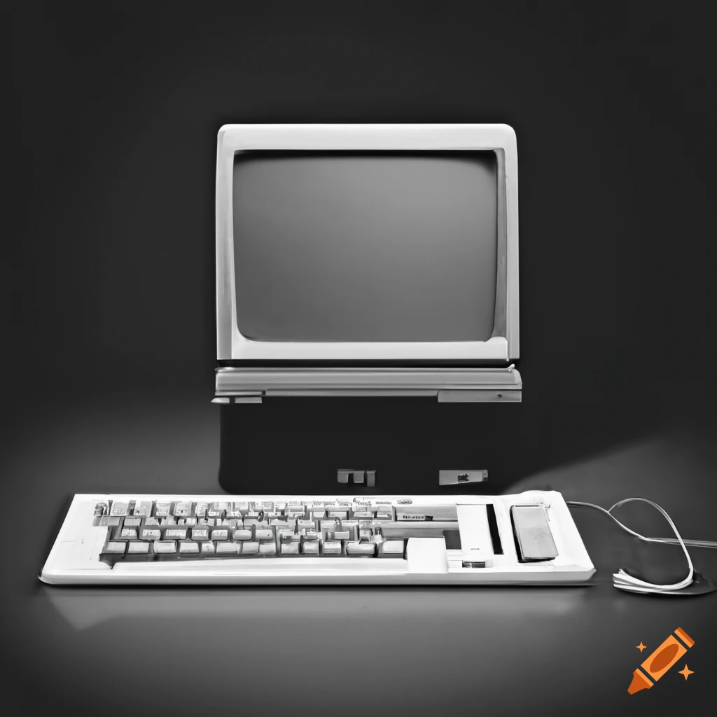 Bauhaus styled retro computer in black and white on Craiyon